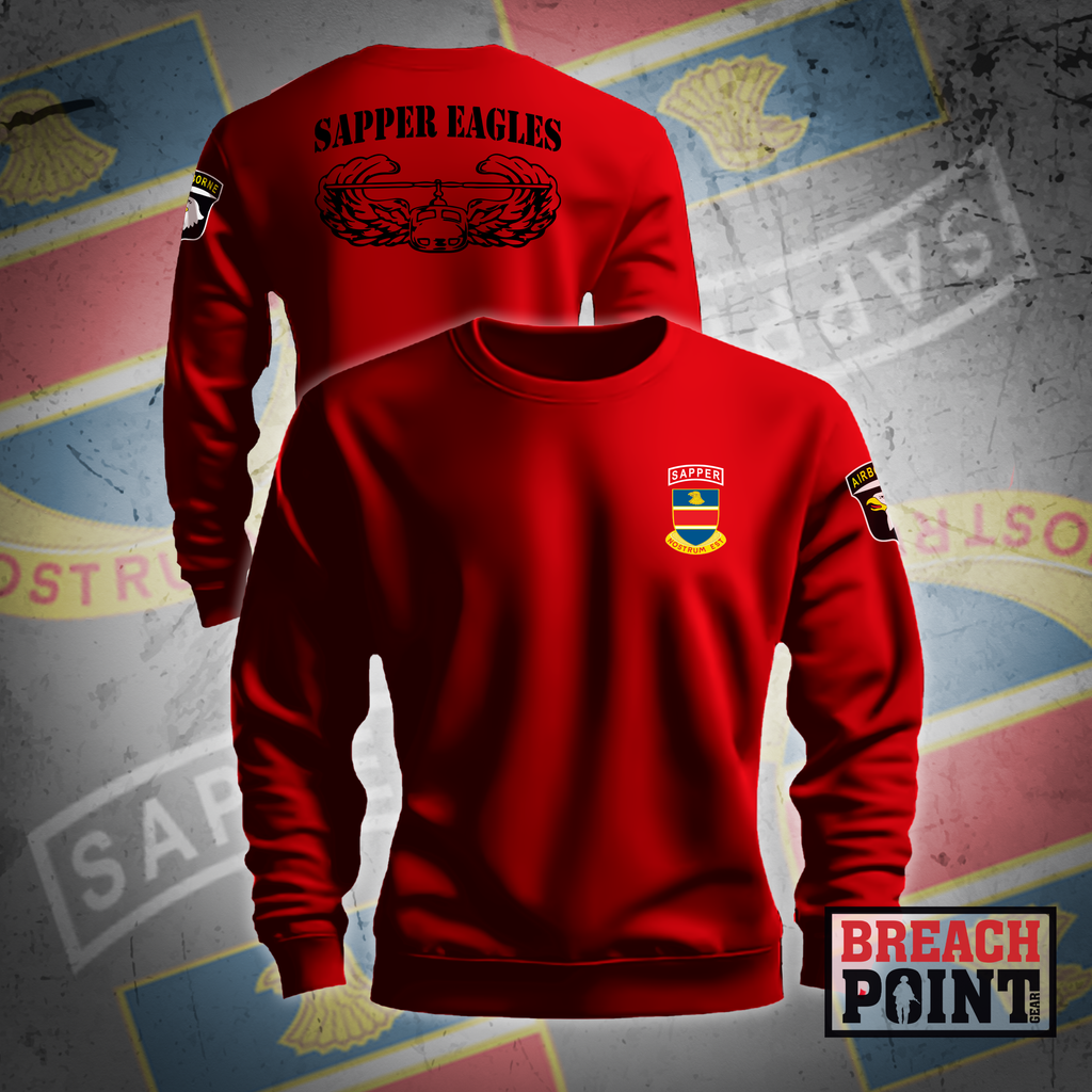 "SAPPER EAGLES" 101st Division Engineer Battalion - Sweatshirt (Red)