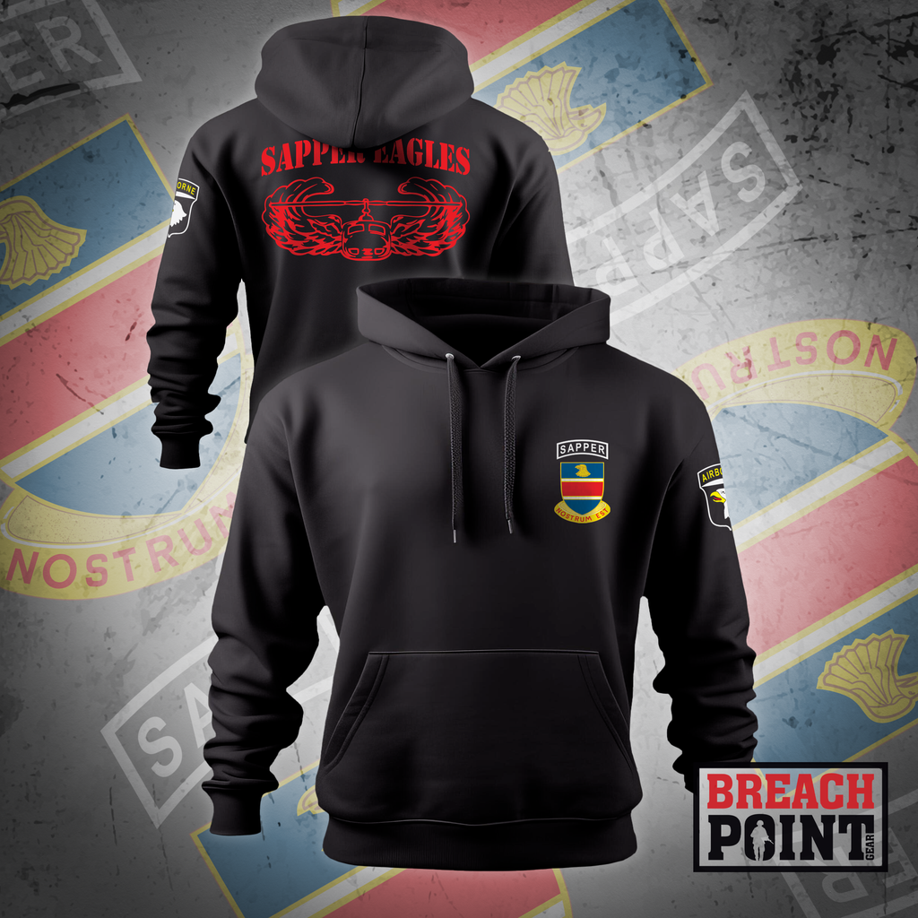 "SAPPER EAGLES" 101st Division Engineer Battalion - Hoodie (Black)