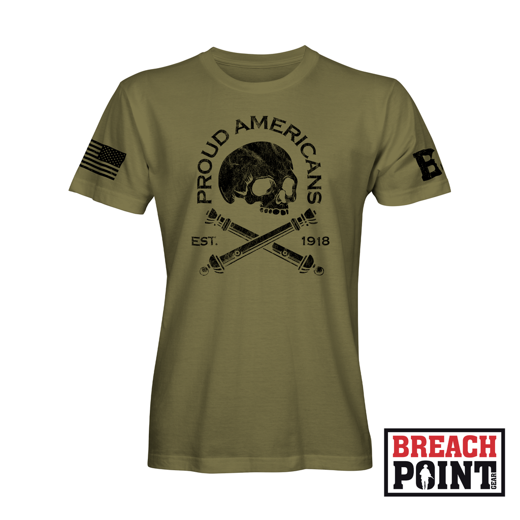"PROUD AMERICANS" 2-32nd Field Artillery Regiment - Military Tee (A05_