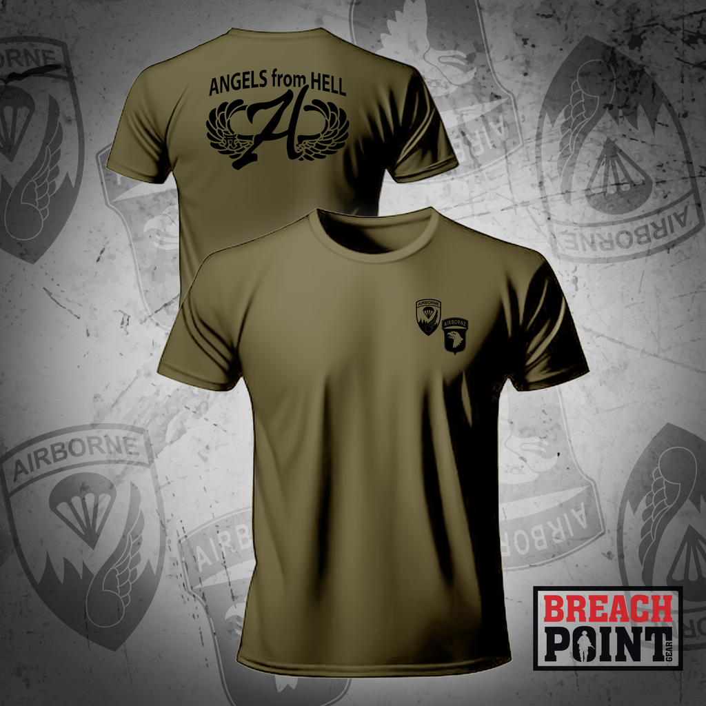 "ANGELS FROM HELL" A/3-187th Infantry Regiment - Military Tee (B&W)